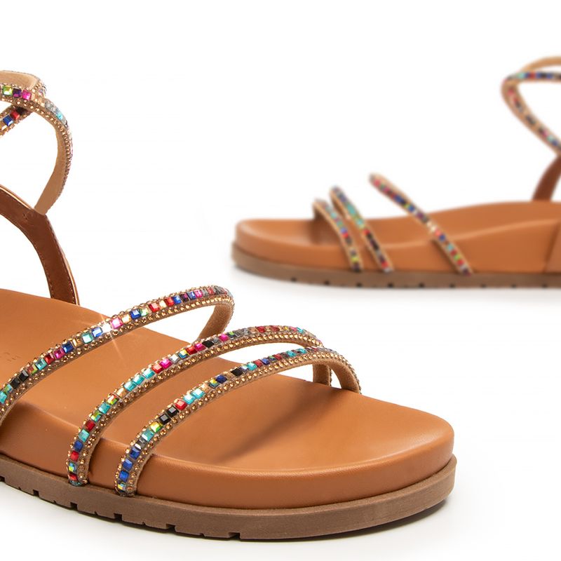 Papete Caramelo Tiras Strass Multicolorido